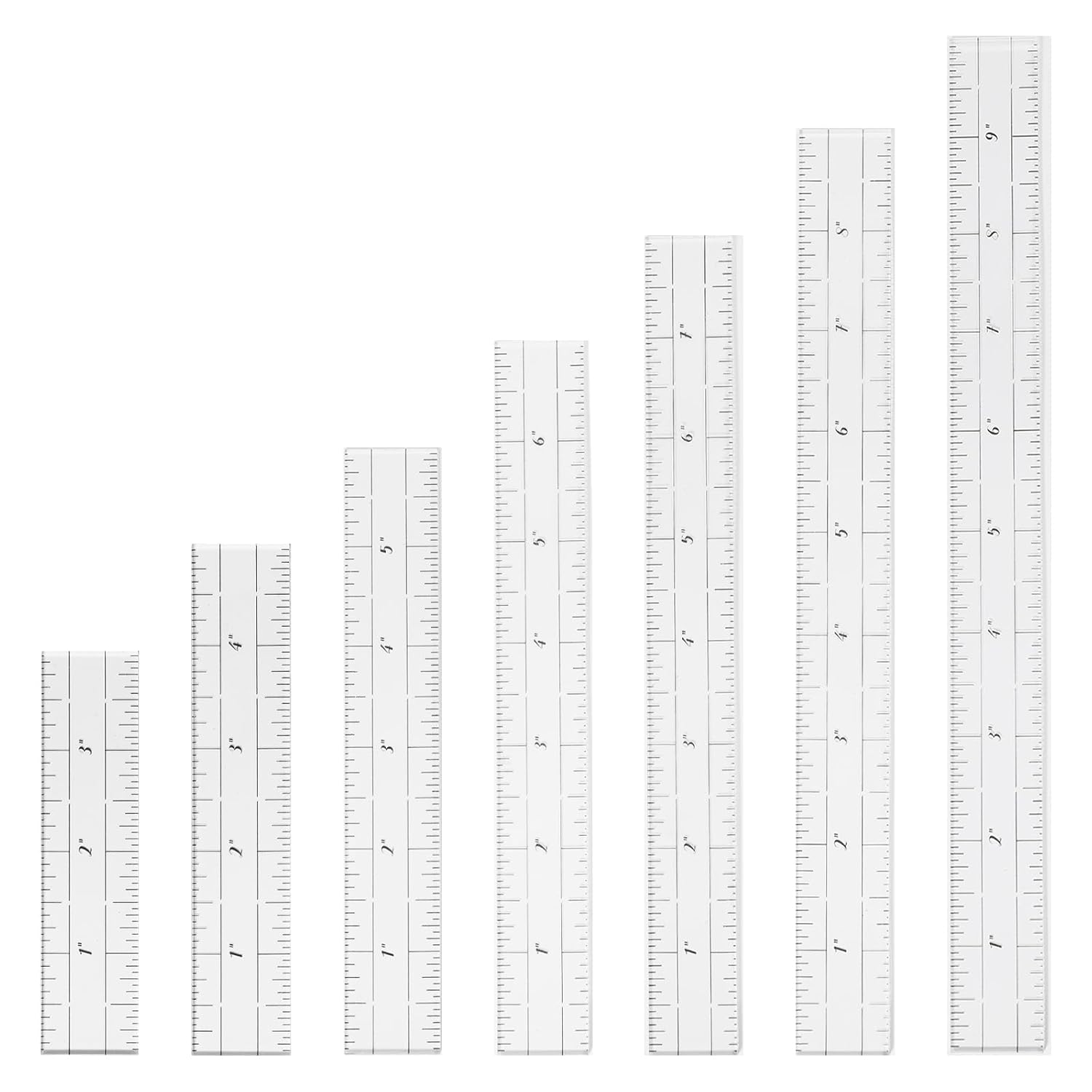 Acrylic Rulers Kit Desktop Measuring Tool Rectangle Clear 102~255x24 ...