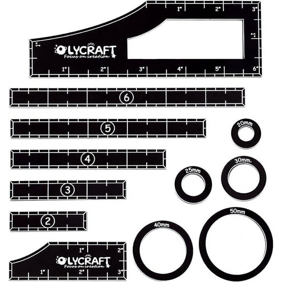 Acrylic Rulers Measuring Widget Tool Sets for Tabletop Wargames Black 5 ...