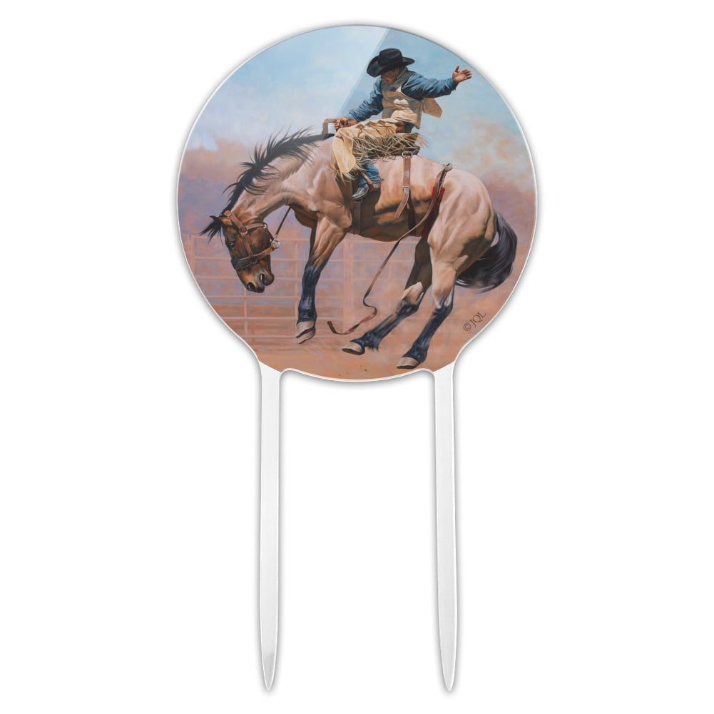 Acrylic Saddle Bronc Horse Cowboy Riding Rodeo Event Cake Topper Party ...