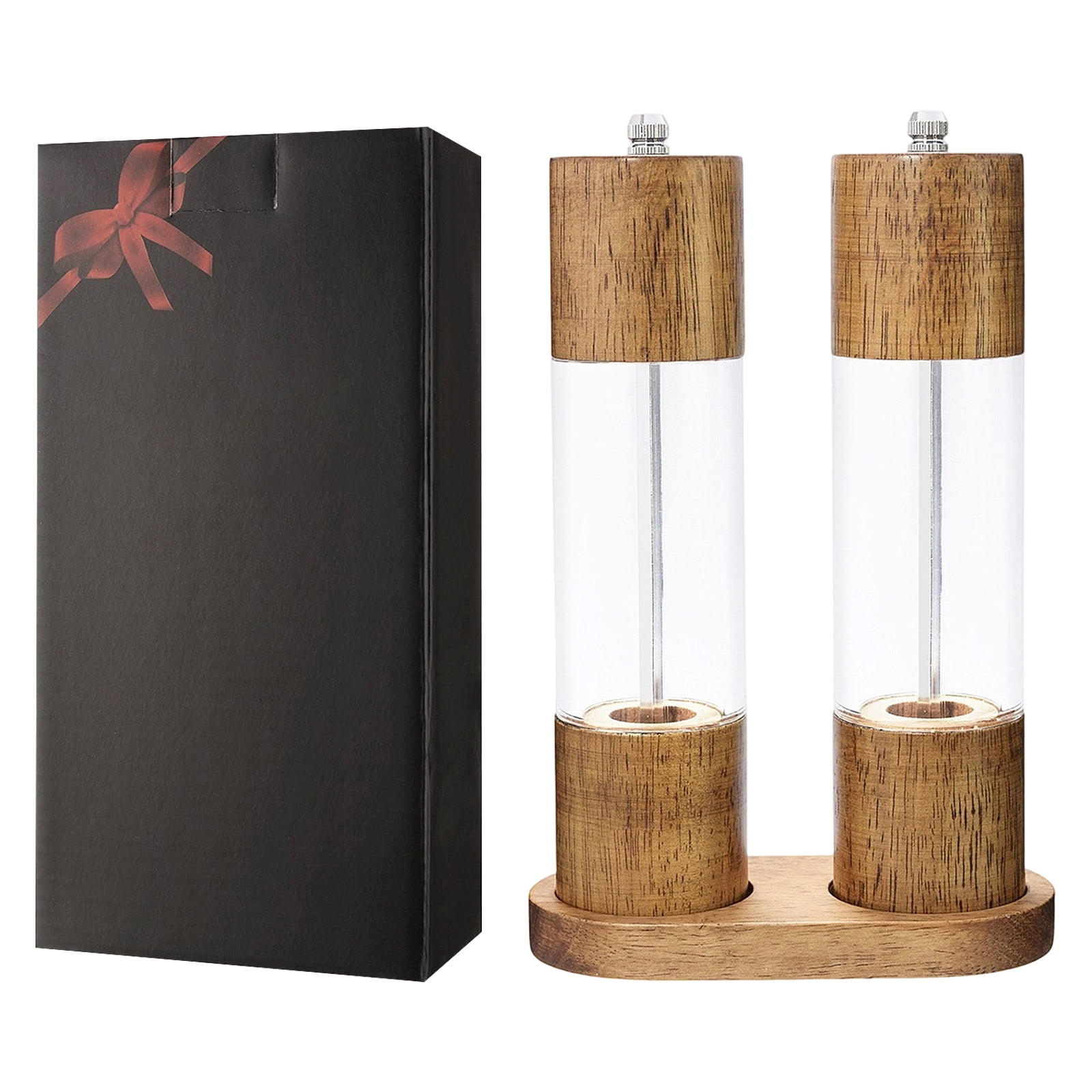 Acrylic Salt and Pepper Grinder Set Manual Salt and Pepper Mills Wooden ...