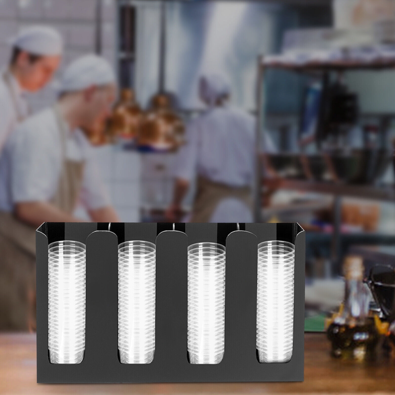 Acrylic Sauce Cup Dispenser 4 Partitions Cup Lid Organizer Storage Rack ...