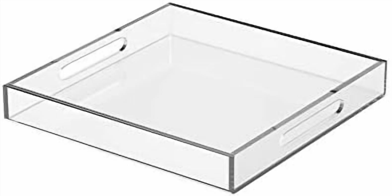 Acrylic Serving Tray 10x10 Inches -Spill Proof- Clear Decorative Tray ...