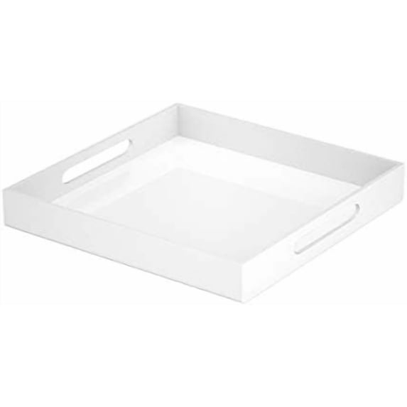 Acrylic Serving Tray 12x12 Inches -Spill Proof- White Decorative Tray ...
