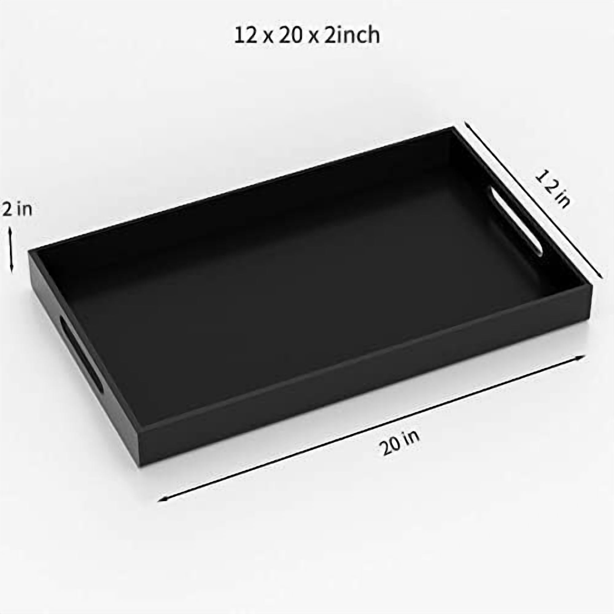 Acrylic Serving Tray 12x20 Inches -Spill Proof- Black Decorative Tray ...