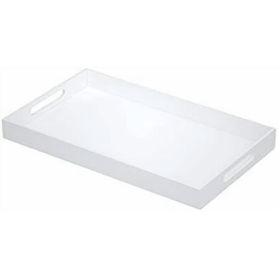Acrylic Serving Tray 12x20 Inches -Spill Proof- White Decorative Tray ...