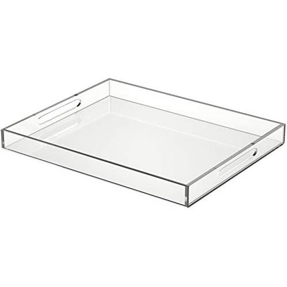 Acrylic Serving Tray 16x20 Inches -Spill Proof- Clear Decorative Tray Organiser for Ottoman ...