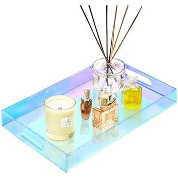 Acrylic Serving Tray with Handles, Bathroom Desktop Decorative Storage ...