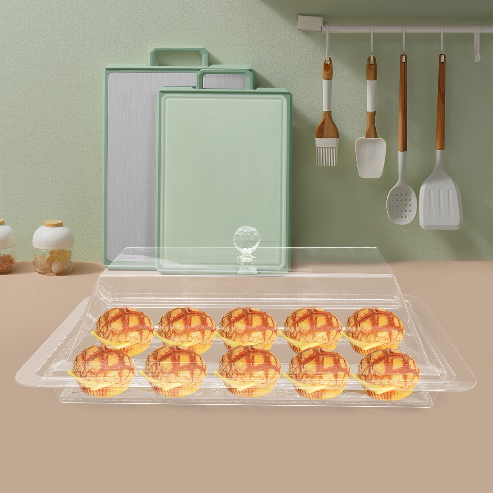 Acrylic Serving Tray W/ Cover Multifunctional Cake Stand for Kitchen ...