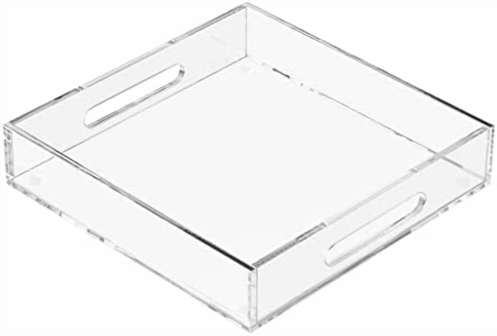 Acrylic Serving Tray with Handles-12x12x2.36Inch-Decorative Tray Letter ...