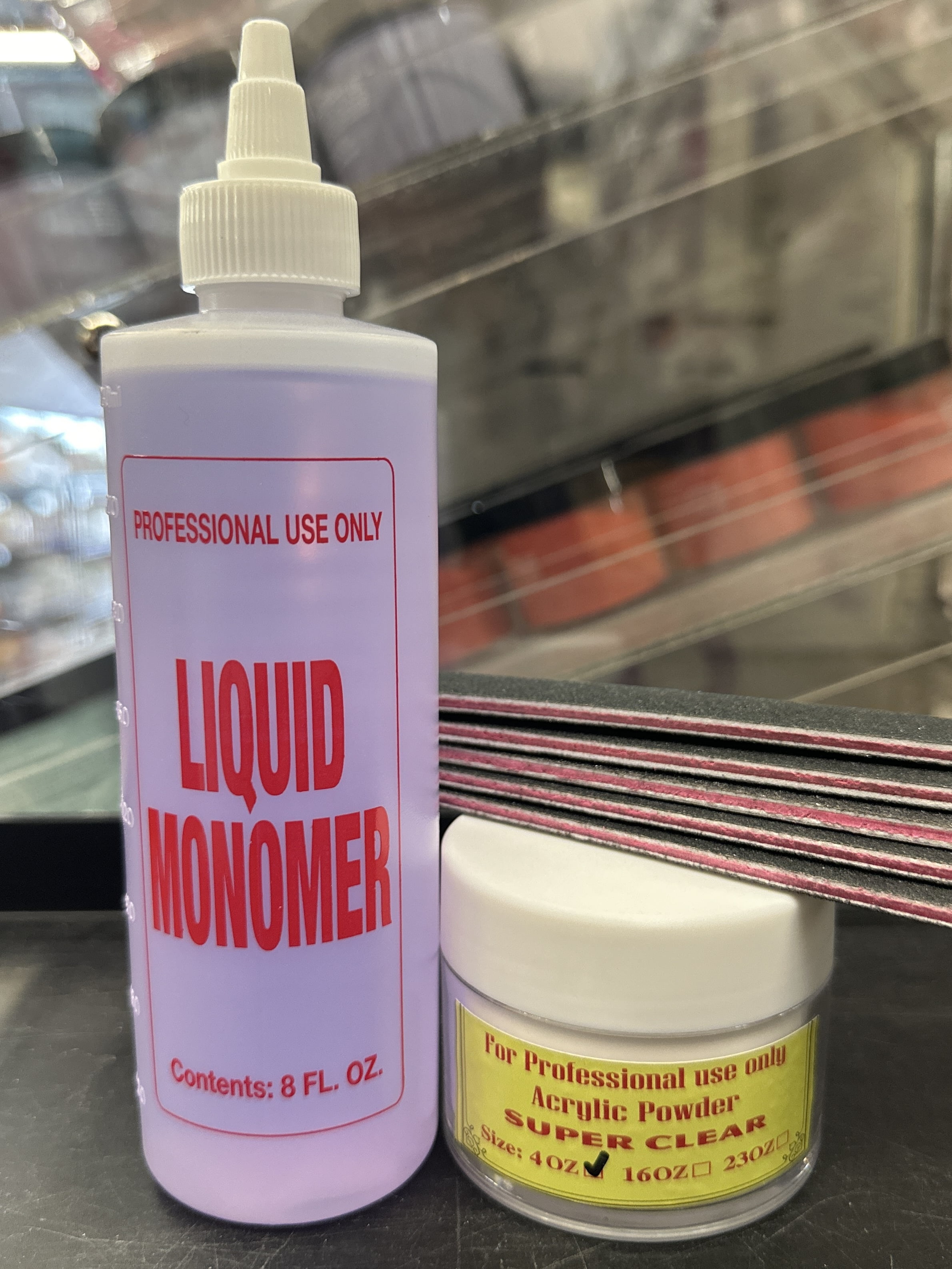 Acrylic Set!! Monomer 12oz + Clear Powder 4oz + 5 Files - Walmart.com