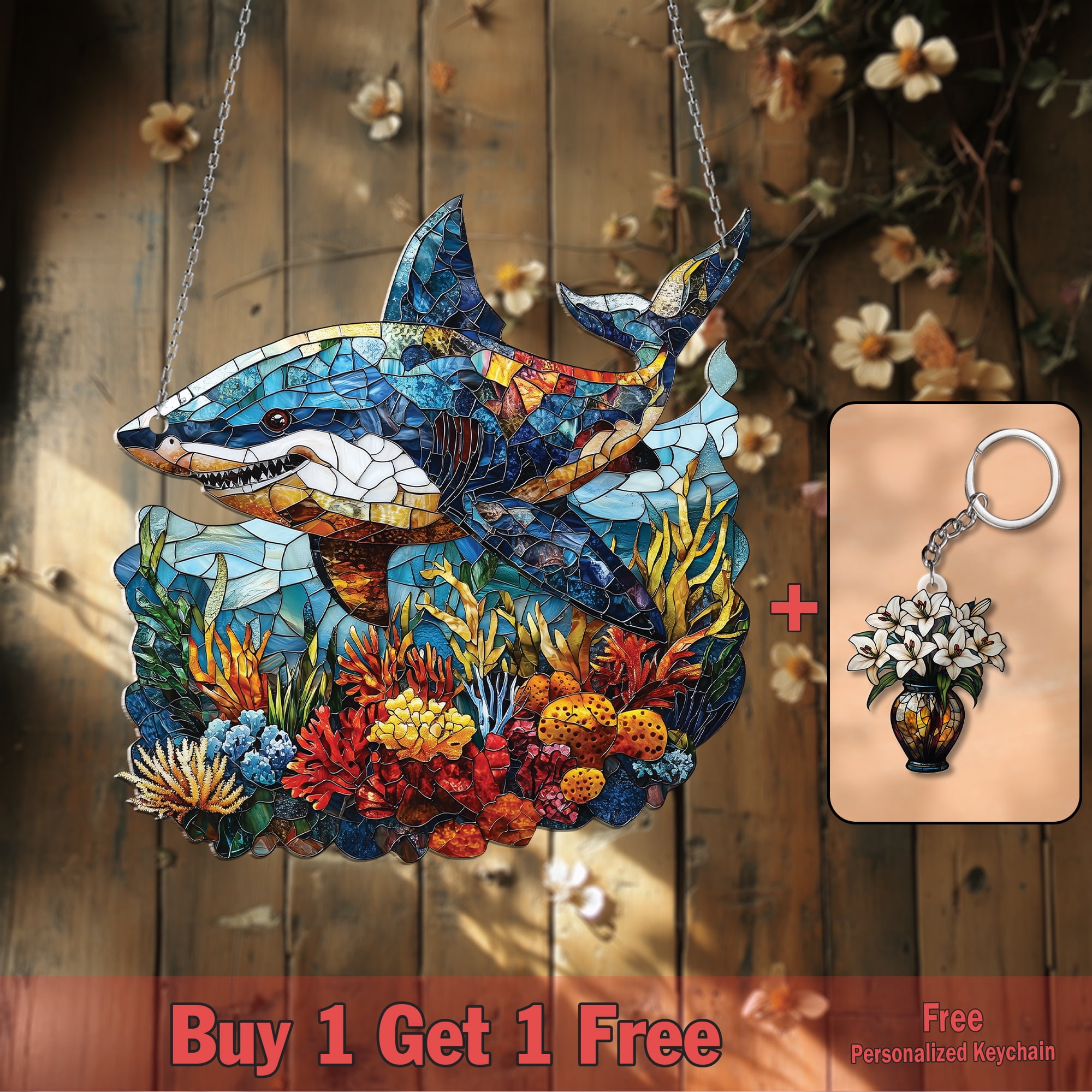 Acrylic Shark Window Hanging – Ocean-Themed Sun Catcher for Home ...
