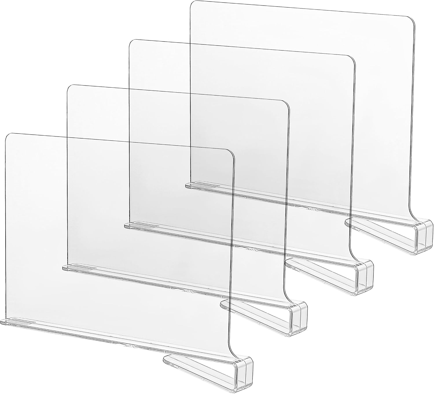 Acrylic Shelf Dividers for Closets,Wood Shelf Dividers, 4 PCS Clear ...