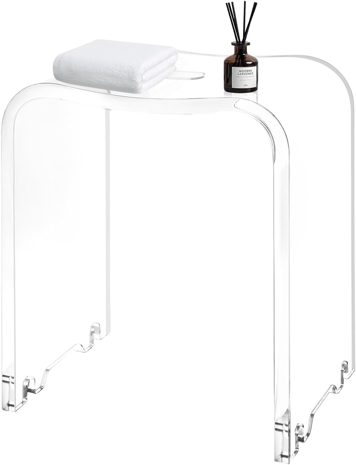 Acrylic Shower Bench,Clear Shower Stool with Curved Seat & Water ...