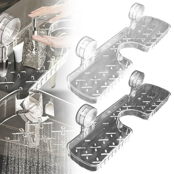 Acrylic Shower Shelves,No Drill Bathroom Suction Storage Box,Corrugated ...