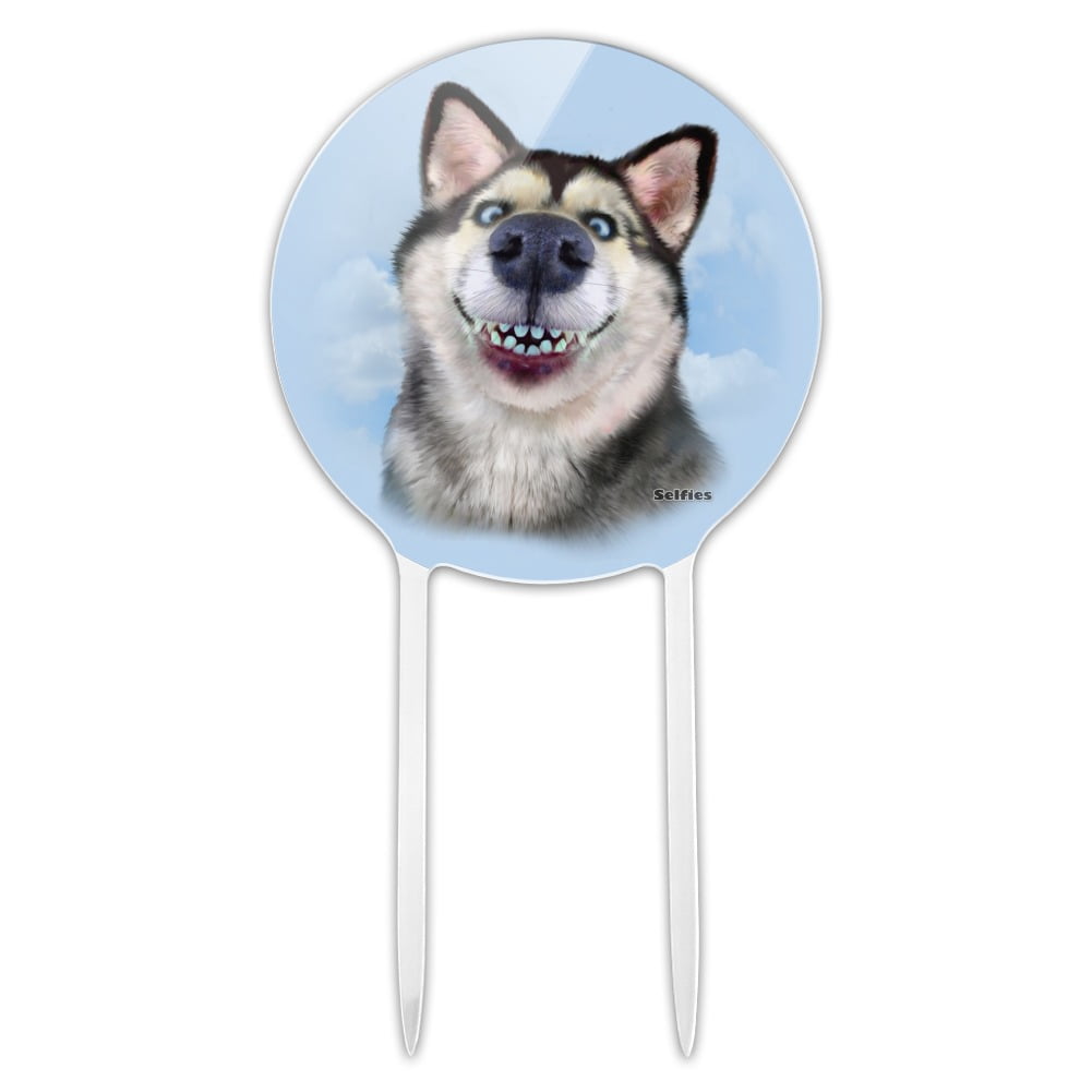 Acrylic Siberian Husky Dog Selfie Cake Topper Party Decoration for ...