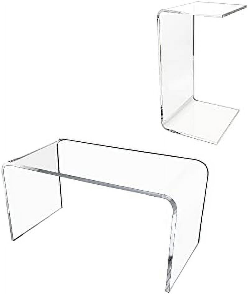 Acrylic Side Table, 24" H x 14" W x 12" D Clear Multipurpose C-Shape ...