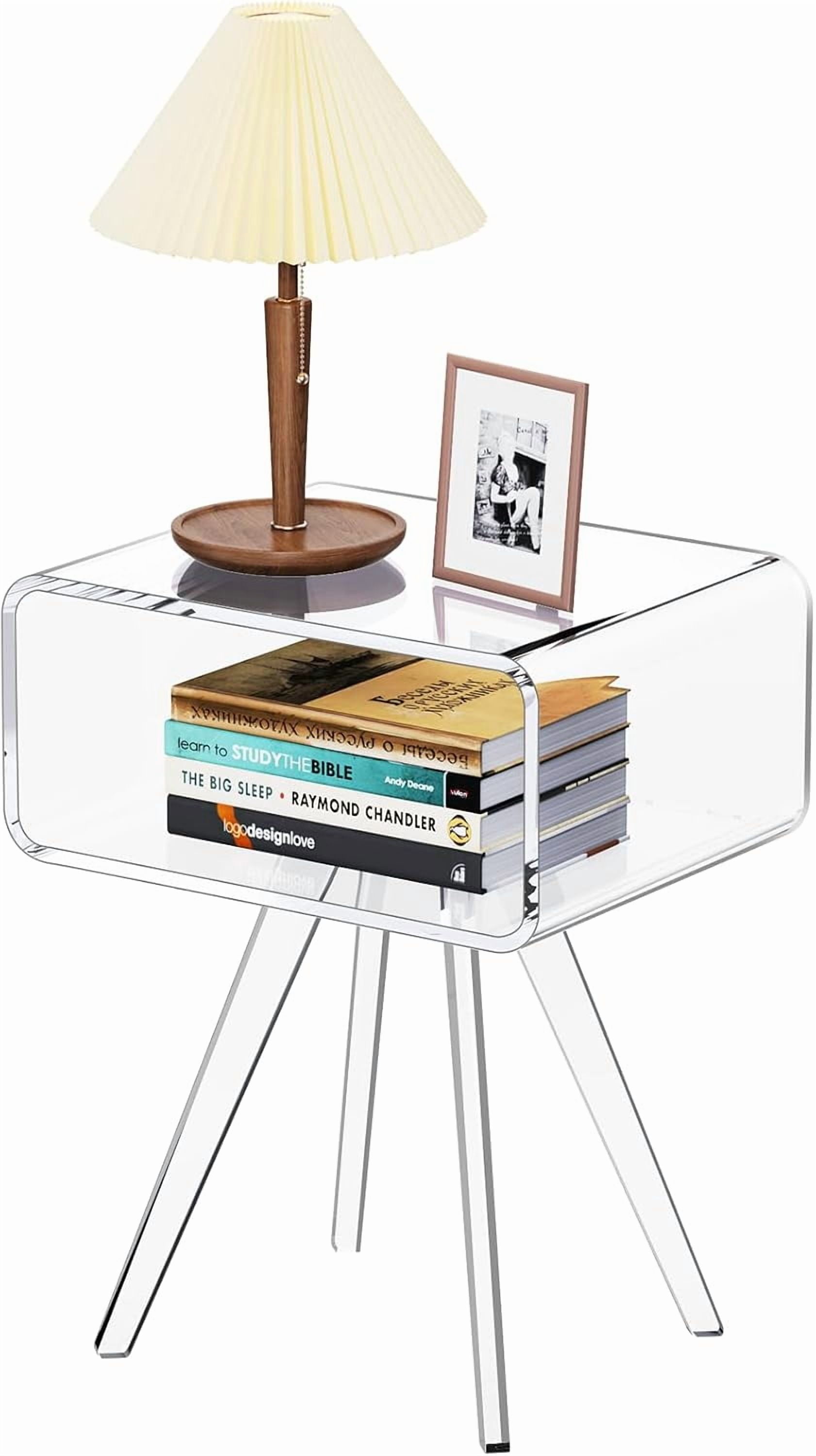 Acrylic Side Table, Acrylic Nightstand Bedside Table for Bedroom (Clear ...