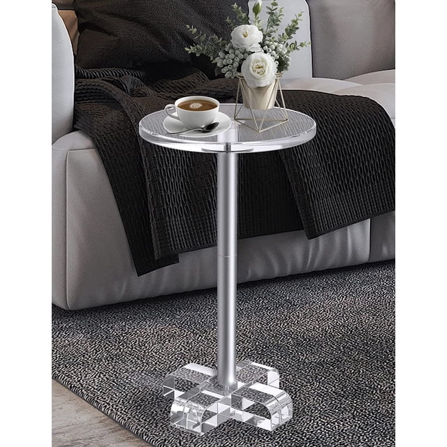 Acrylic Side Table, Musvoh Small Modern Round Transparent End Table ...