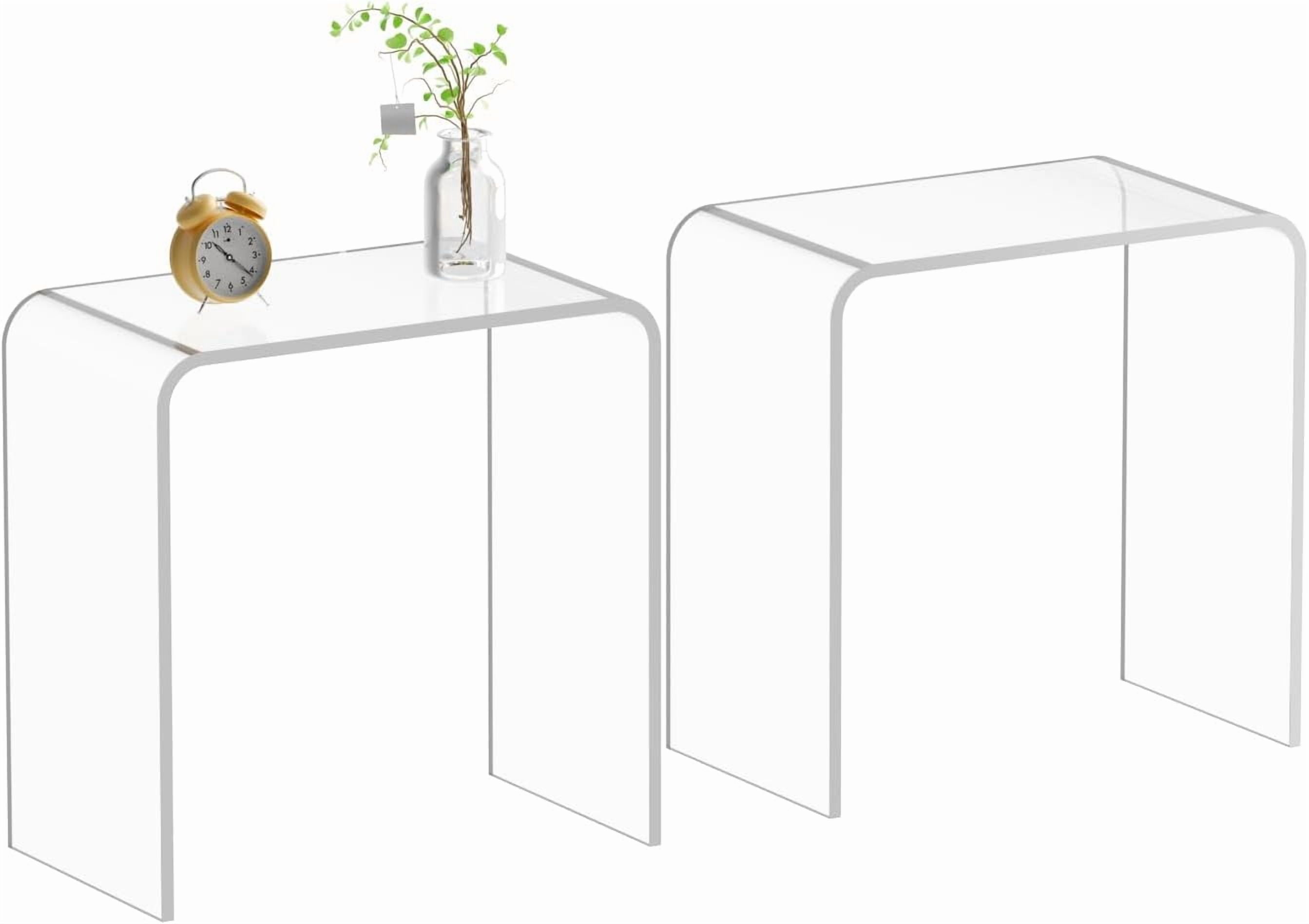 Acrylic Side Table Set of 2, 21" H x 21" W x 12" D x 3/5'' Thick Clear ...