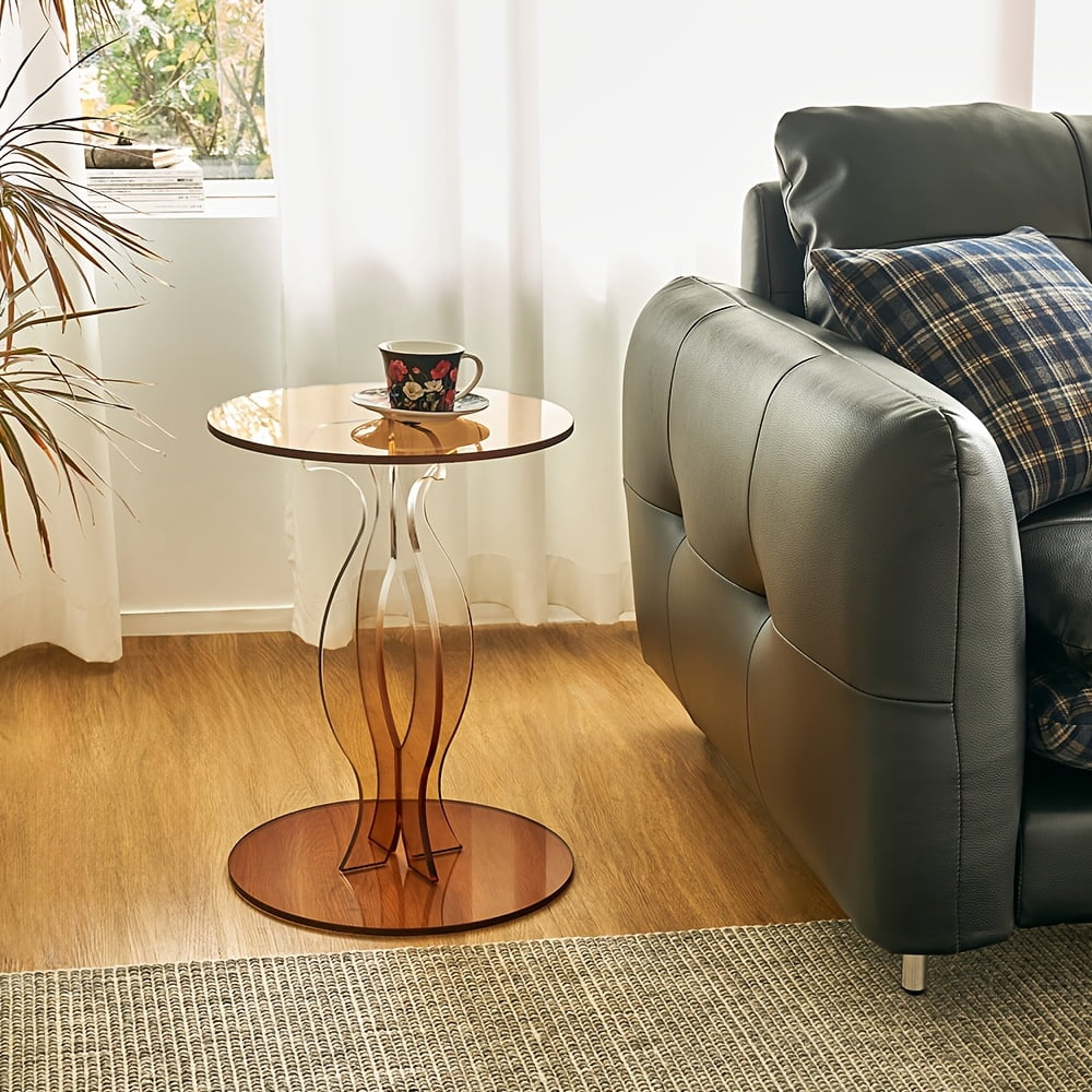 Acrylic Side Table with Round Clear Design, Modern End Table for Living ...