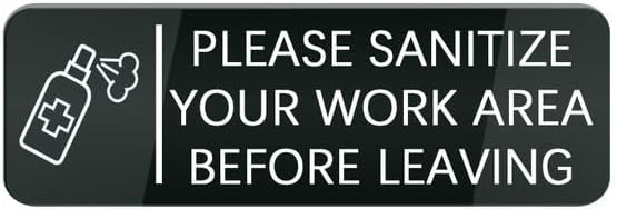 Acrylic Sign 3x10 Inch Acrylic Signs Please Sanitize Your Work Area ...