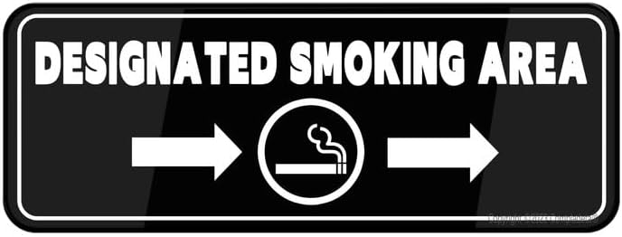 Acrylic Sign 3x10 Inch For Wall Designated Smoking Area Arrow Right ...