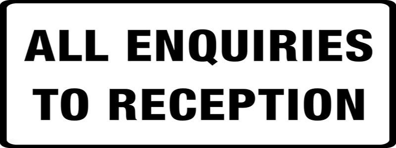 Acrylic Sign 3x8 Inch All Enquiries To Reception Sign For Door Or Wall ...