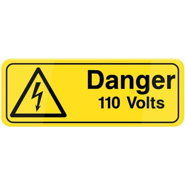 Acrylic Sign 3x8 Inch Danger 110 Volts Wall Or Door Sign Yellow Acrylic ...