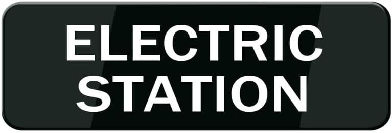 Acrylic Sign 3x8 Inch Electric Station Sign Signage White Black Plastic ...