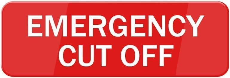 Acrylic Sign 3x8 Inch Emergency Cut Off Sign Signage Whitered Plastic ...