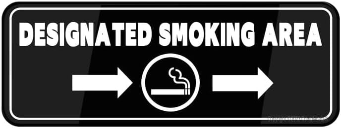 Acrylic Sign 3x8 Inch For Wall Designated Smoking Area Arrow Right Sign ...