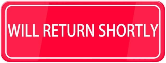 Acrylic Sign 3x8 Inch Will Return Shortly Wall Or Door Sign Red & White ...