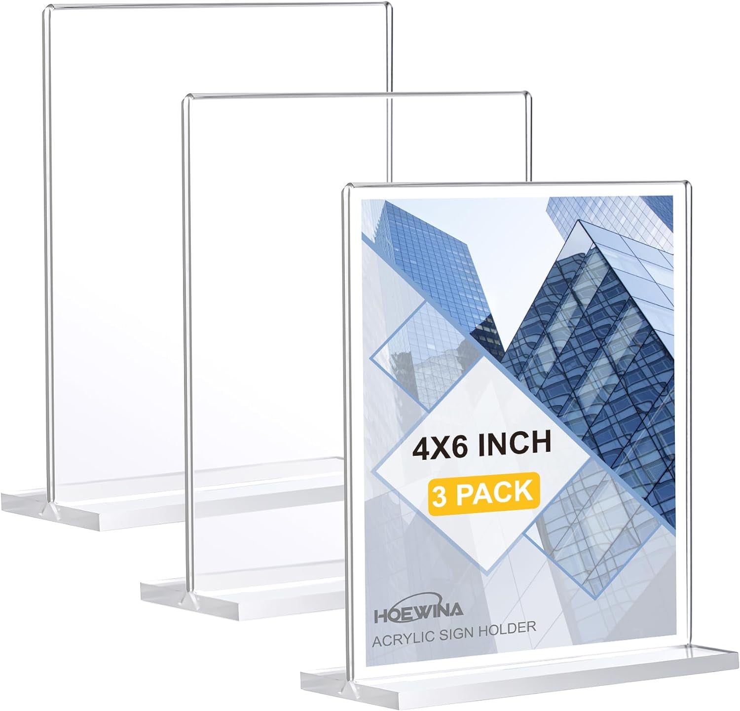 Acrylic Sign Holder 4 x 6 Inch 3 Pack - Clear Display Sign Stand for ...
