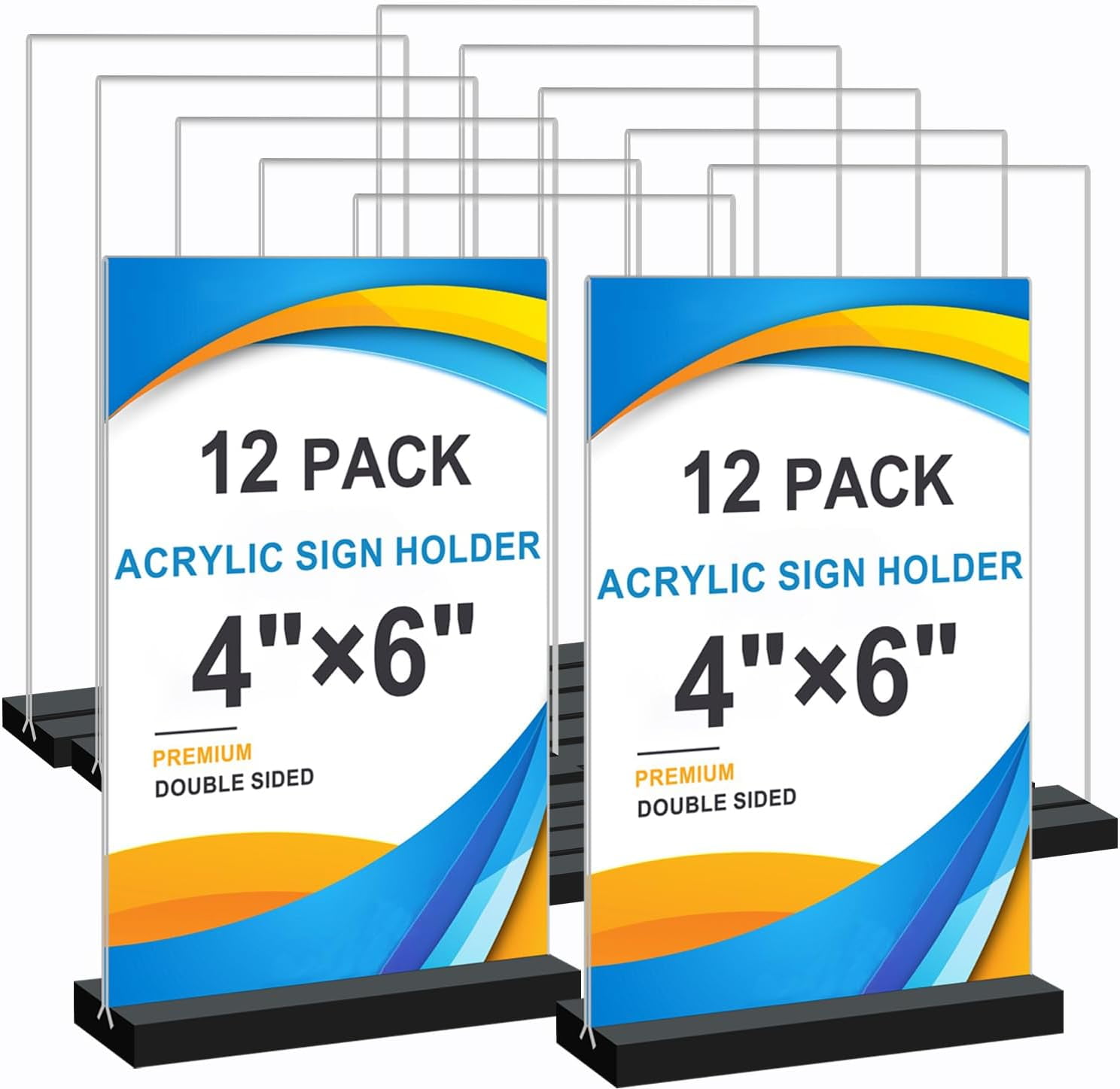 Acrylic Sign Holder 4x6, 12 Pack Clear Table Double Sided Clear Table ...