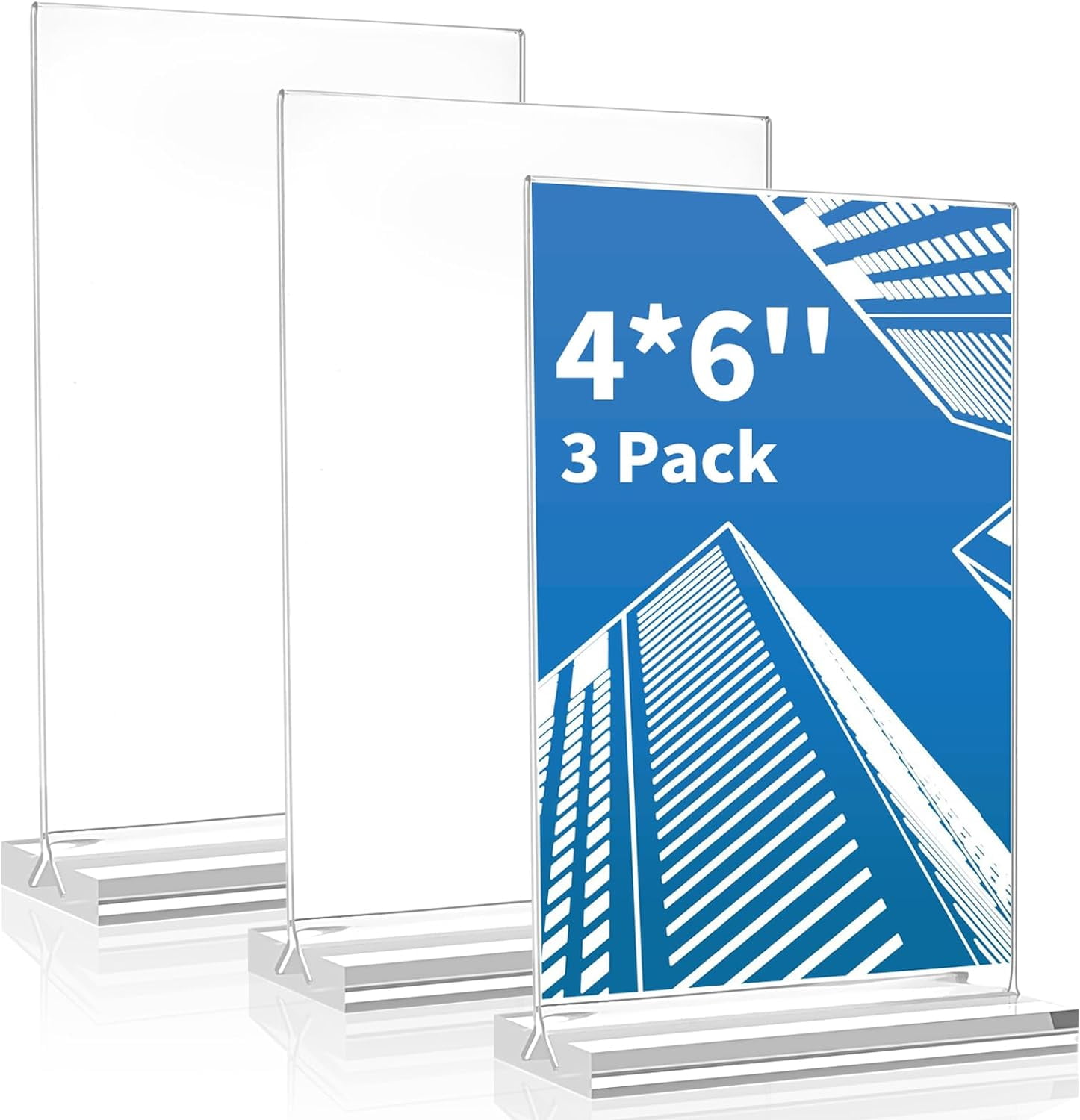 Acrylic Sign Holder 4x6 Inch, 3 Pack Sign Holders Vertical , Double ...
