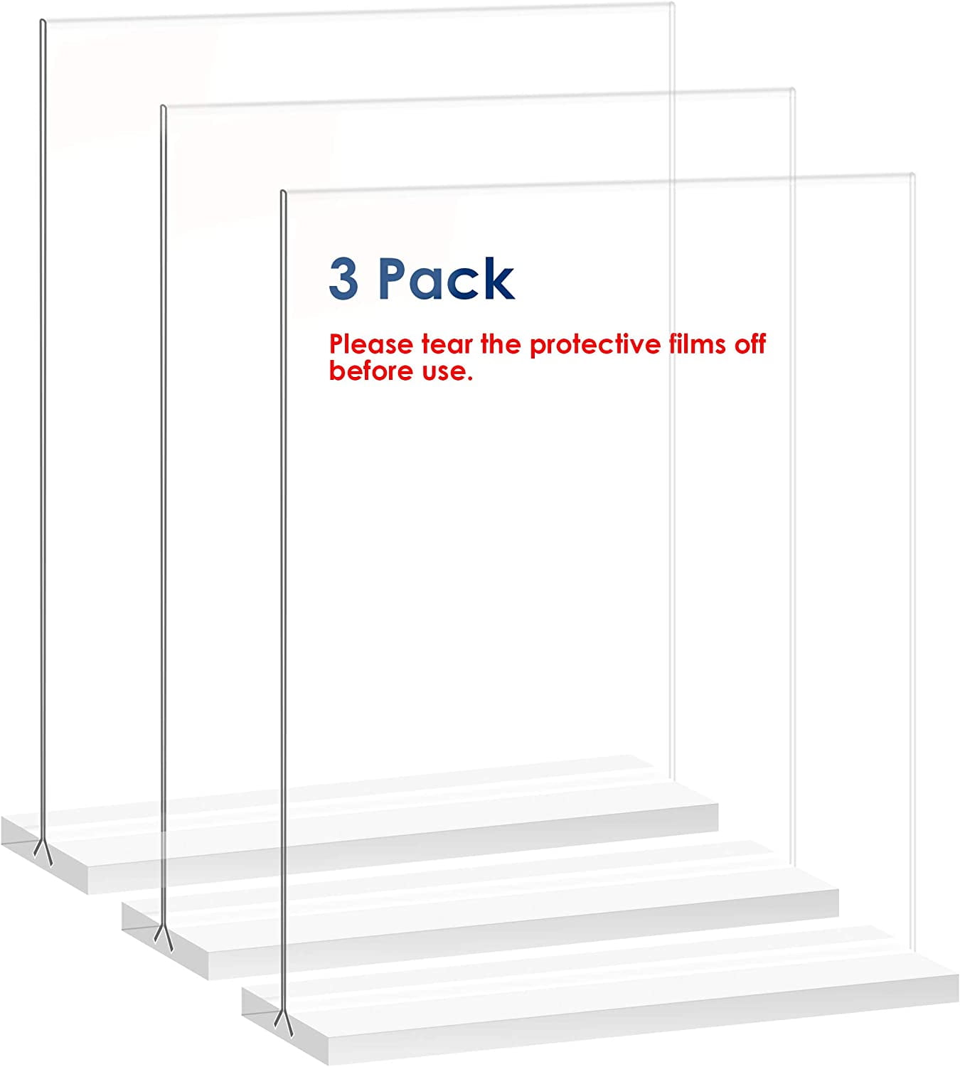 Acrylic Sign Holder 5.5x8.5 Inch 3 Pack Vertical T Shape Double-Sided ...