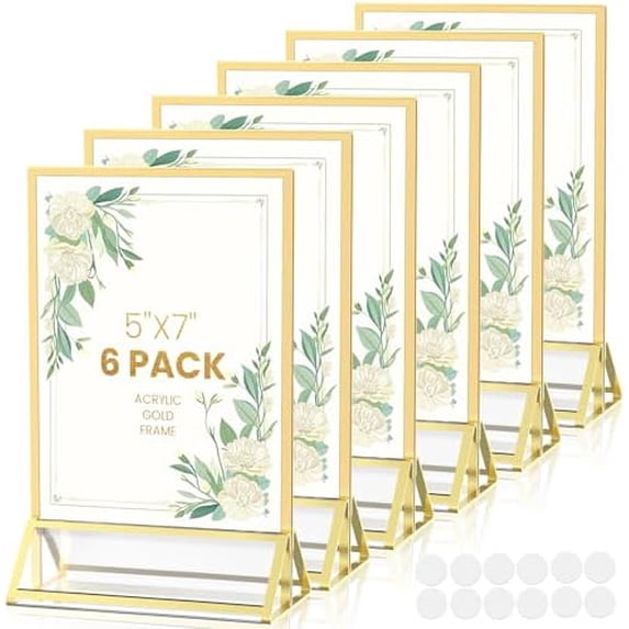 Acrylic Sign Holder 5X7 Gold Frames Double-Sided Gold Picture Frames ...