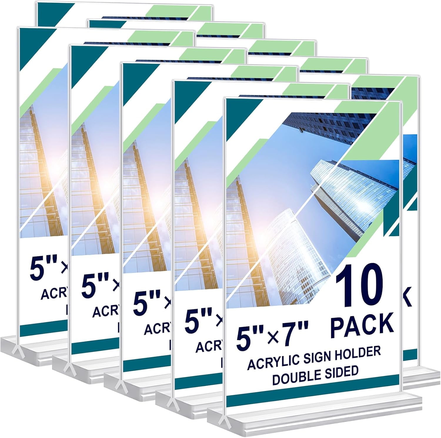 Acrylic Sign Holder 5x7, 10 Pack Clear Table Double Sided Clear Table ...