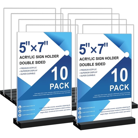 Acrylic Sign Holder 5x7 - 10Pack Vertical Double Sided Acrylic Sign ...