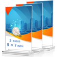 Acrylic Sign Holder 5x7，3 Pack Vertical Clear Display Stand，Double ...