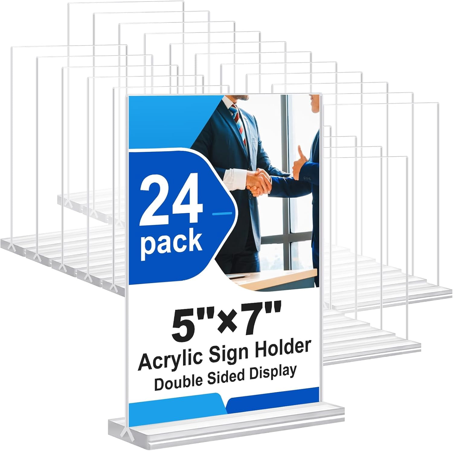 Acrylic Sign Holder 5x7 Inches 24 Pack, Double Sided Clear Display ...