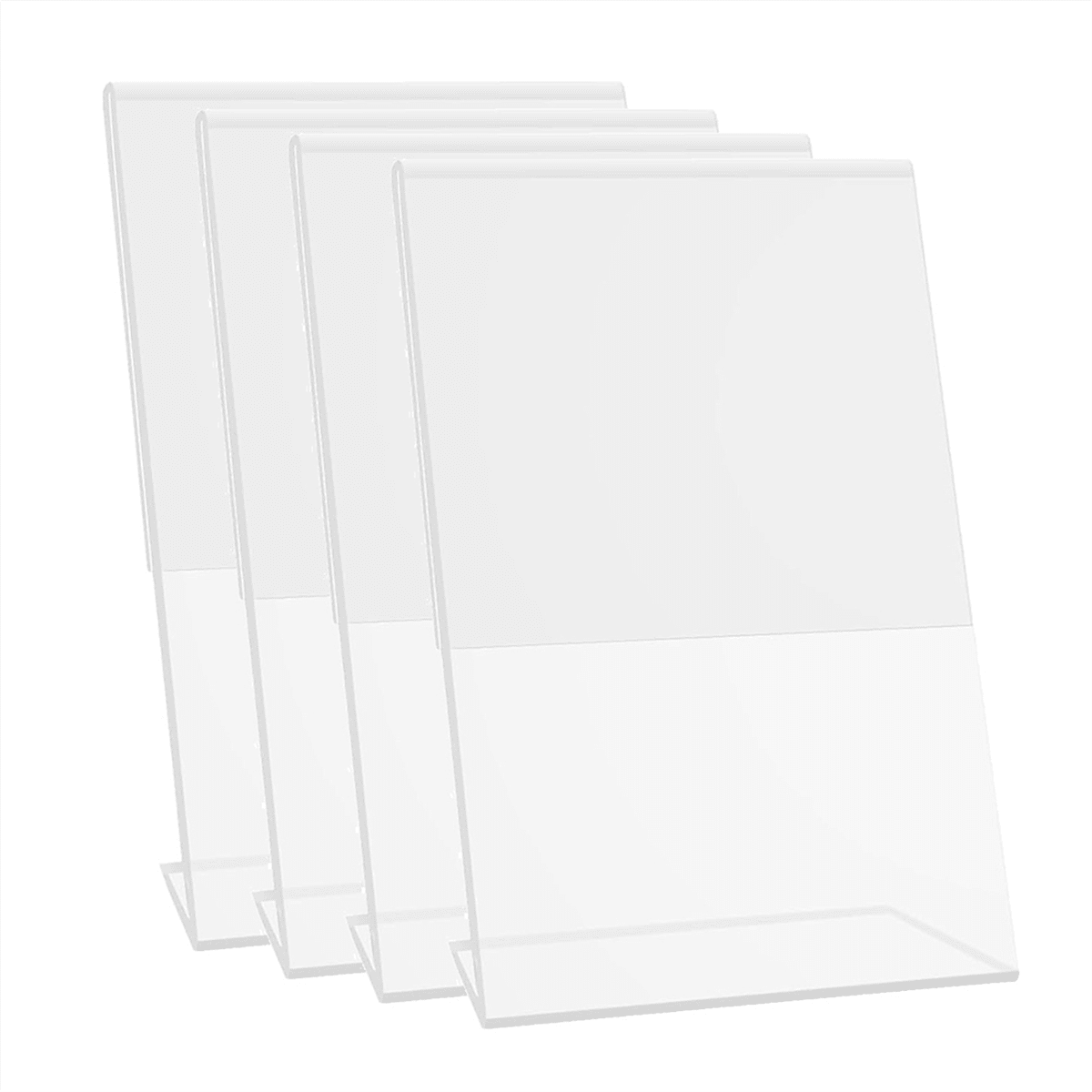Acrylic Sign Holder 5x7In, 4 Pack Clear Plastic with Hidden Slanted ...