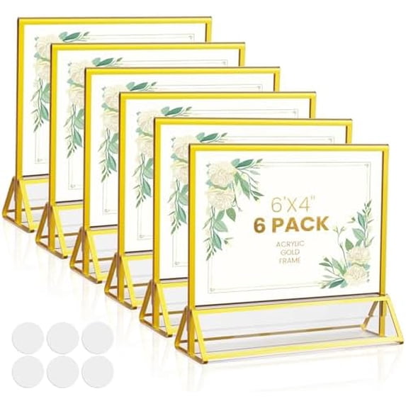 Acrylic Sign Holder 6X4 Gold Frames Double-Sided Gold Picture Frames ...