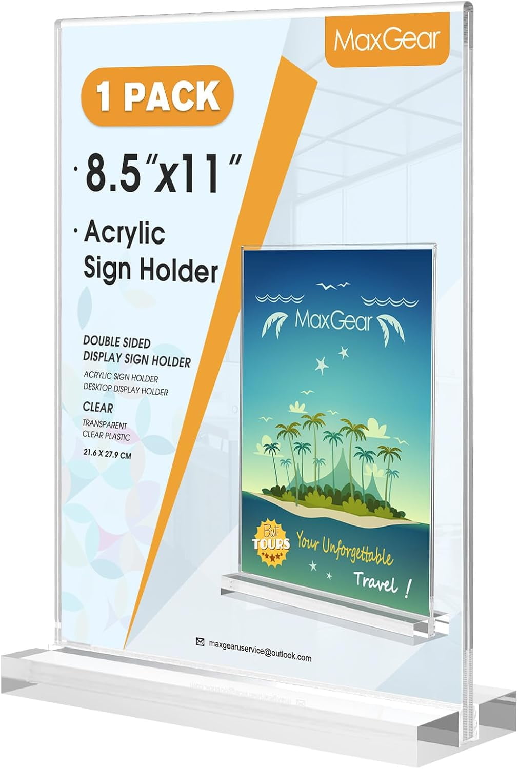 Acrylic Sign Holder 8.5 X 11 Inches 1 Pack, Double Sided Plastic ...