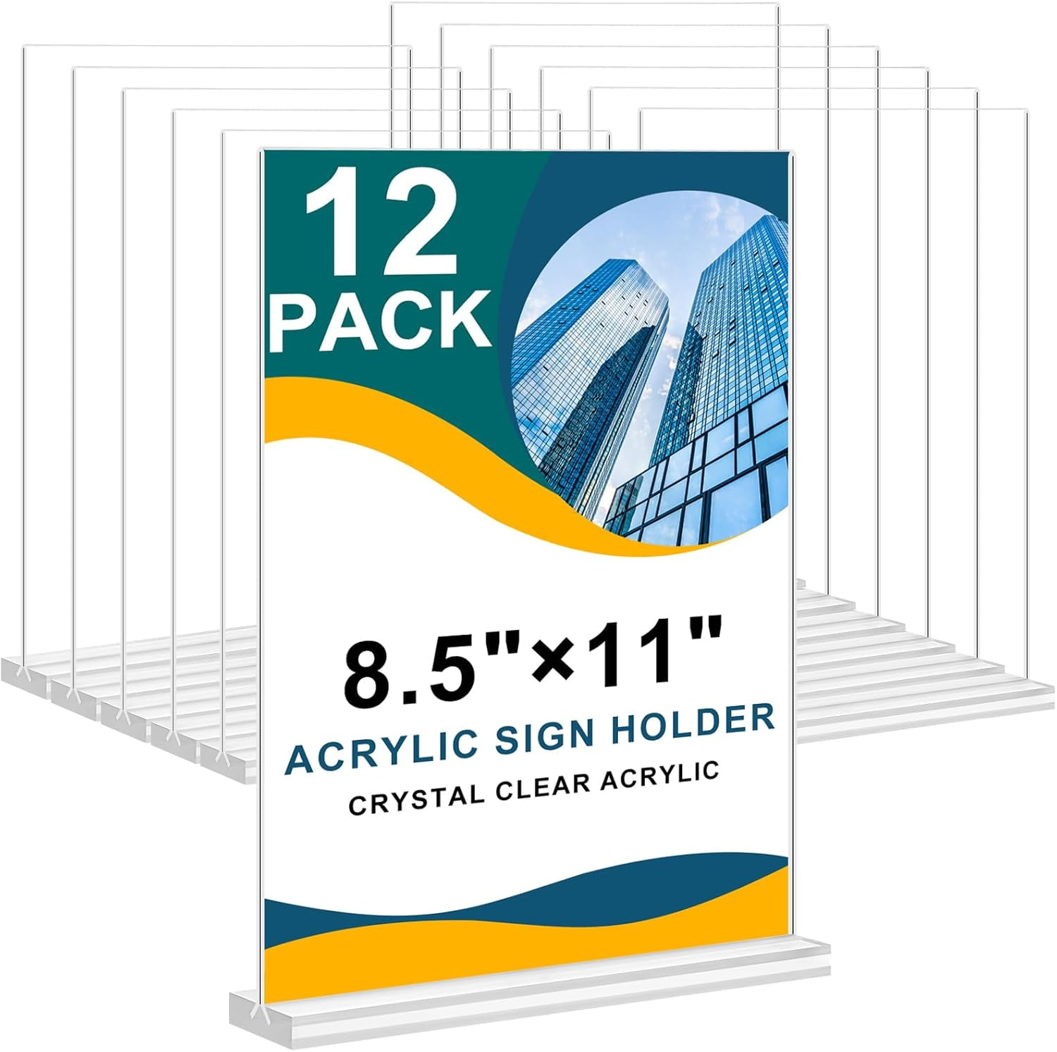 Acrylic Sign Holder 8.5 x 11 Inches, 12 Pack Clear Display Table Top ...
