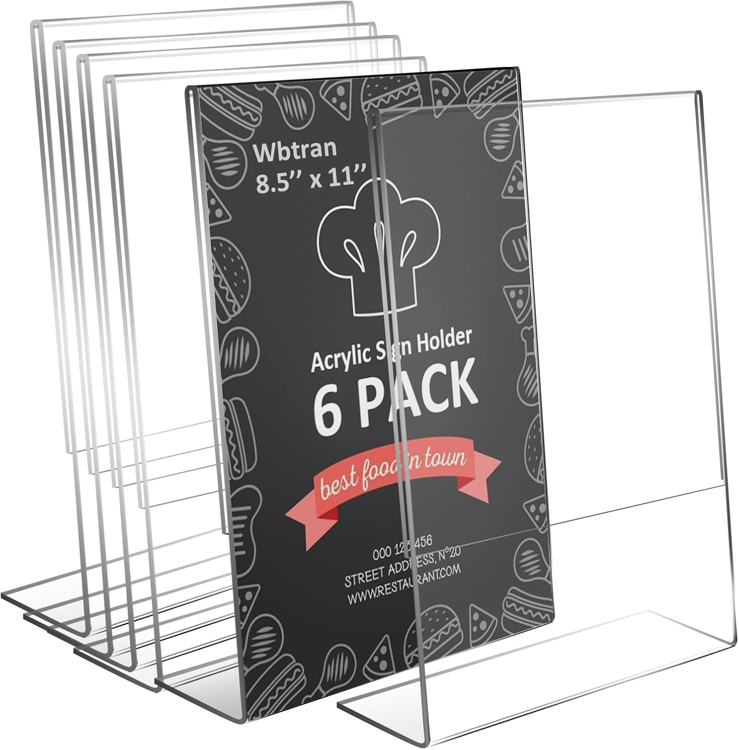 Acrylic Sign Holder 8.5 x 11, Slanted Back Clear Acrylic Picture Frame ...