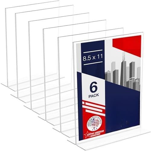 Acrylic Sign Holder 8.5 x 11, T-Shape Double-Sided Acrylic Table Stand ...