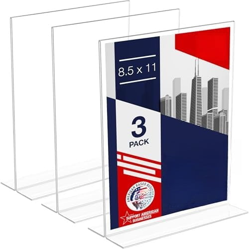 Acrylic Sign Holder 8.5 x 11, T-Shape Tabletop Display Stand, Double ...