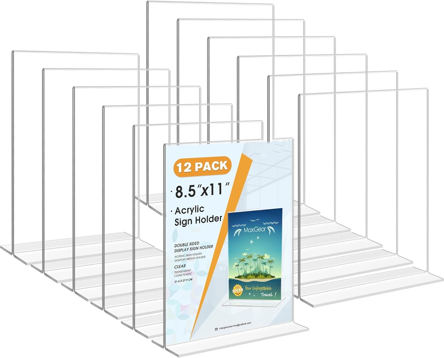 Acrylic Sign Holder 8.5 x 11 inches, Double Sided Clear Table Sign ...