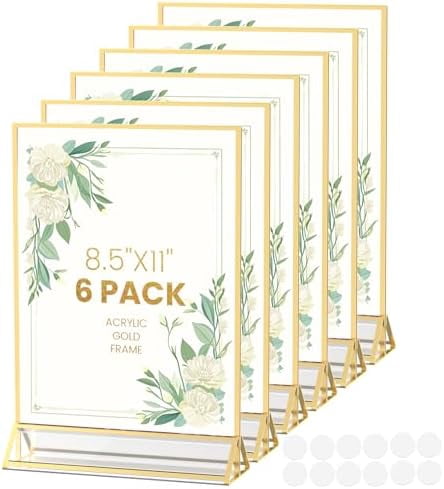 Acrylic Sign Holder 8.5X11 Gold Frames Double-Sided Gold Picture Frames ...